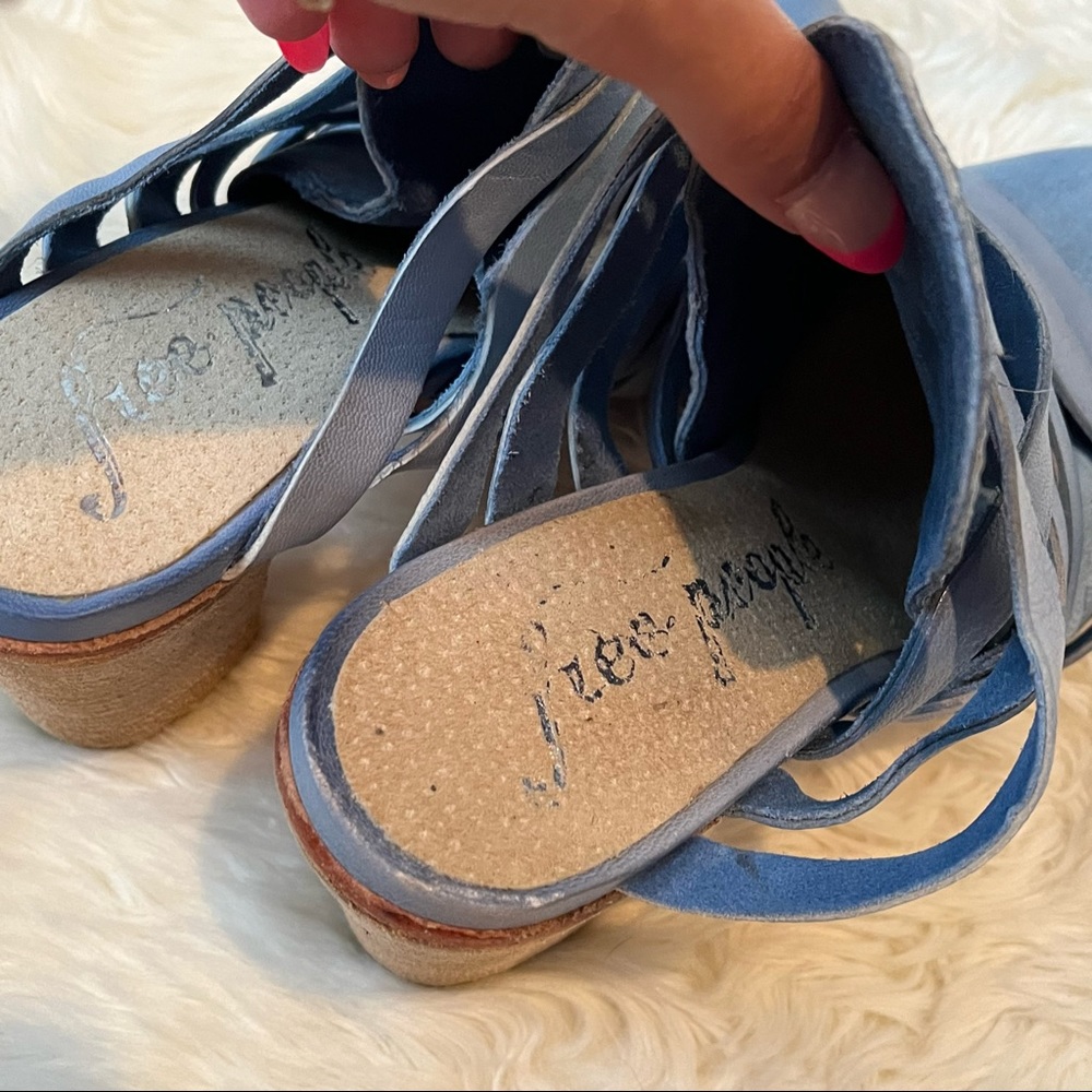 Free People Byron Strappy Mule Blue Block Heel Shoes … - Gem